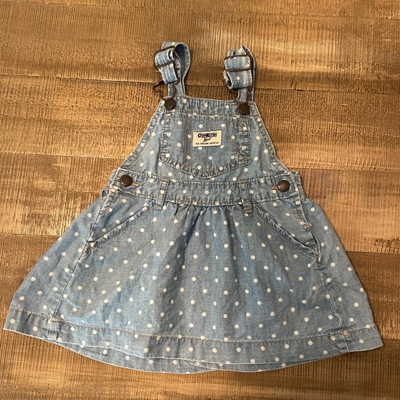 OshKosh B'gosh | Dresses | Oshkosh Denim Polka Dot Overall Dress | Poshmark